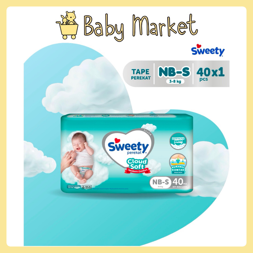Jual Sweety Silver Comfort Cloud Soft Newborn NB - S 40 Popok Perekat ...