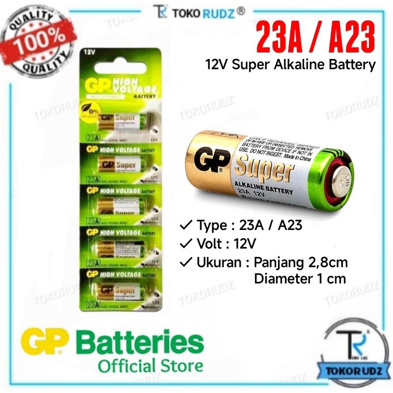 Jual Baterai A23 23A 23AE 12V Batre Remote Door Bel Alarm Super Alkaline GP Battery | Shopee ...