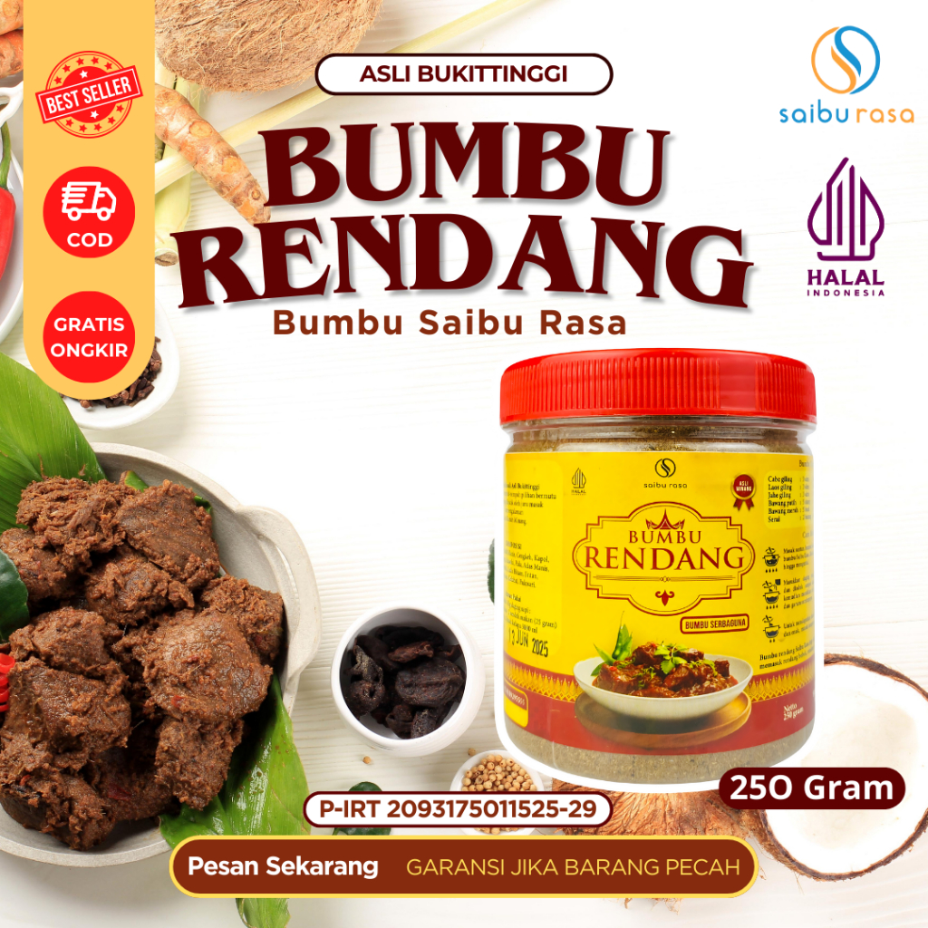 Jual Bumbu Rendang Original Saibu Rasa 250 Gram (Bumbu Giling Kering ...