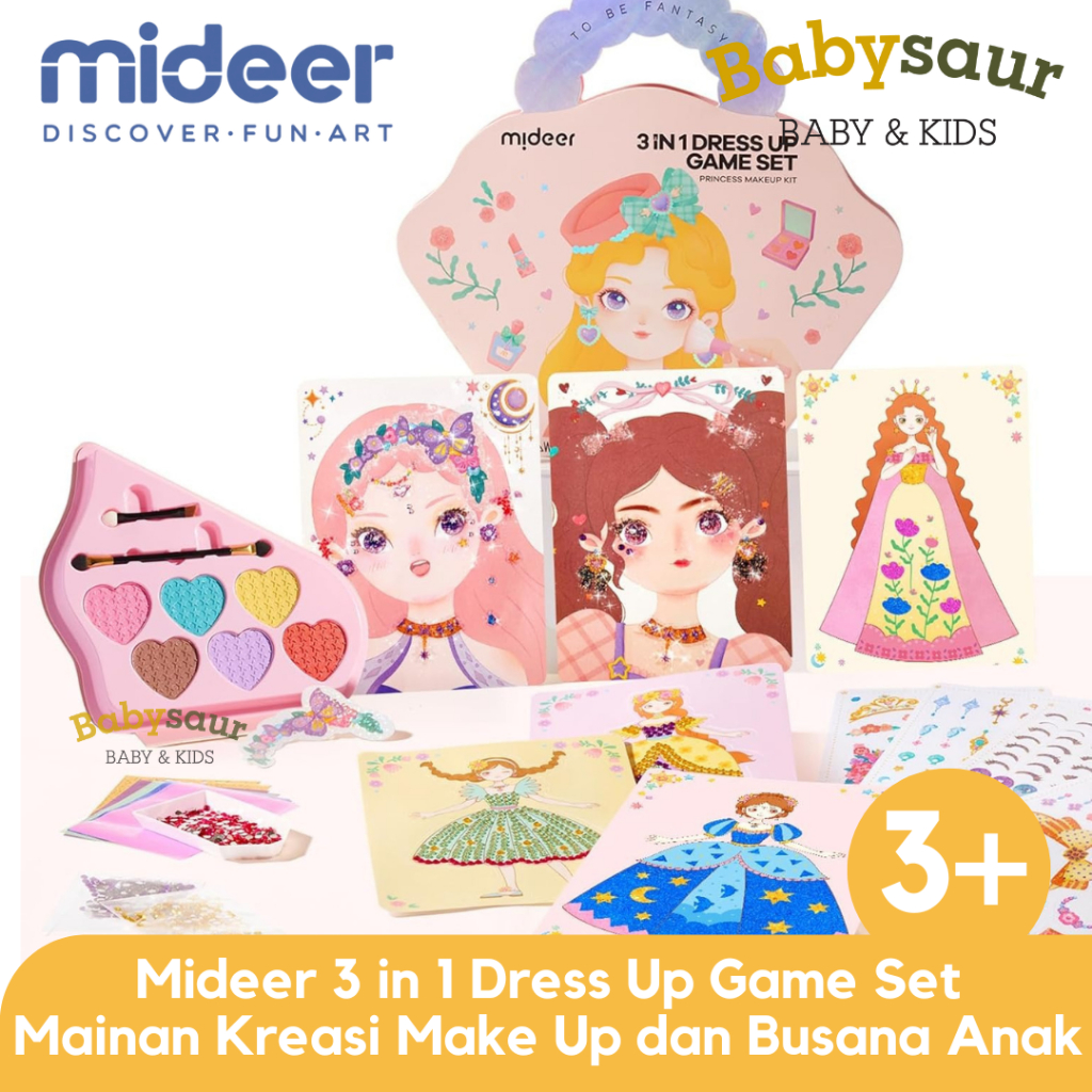 Jual Mideer 3 in 1 Dress Up Game Set Princess Make Up Kit Mainan Kreasi ...