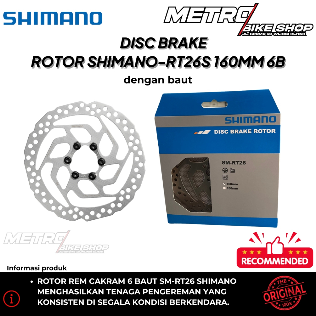 Jual Disc Brake ROTOR shimano-RT26S 160MM 6B Piringan cakram sepeda ...