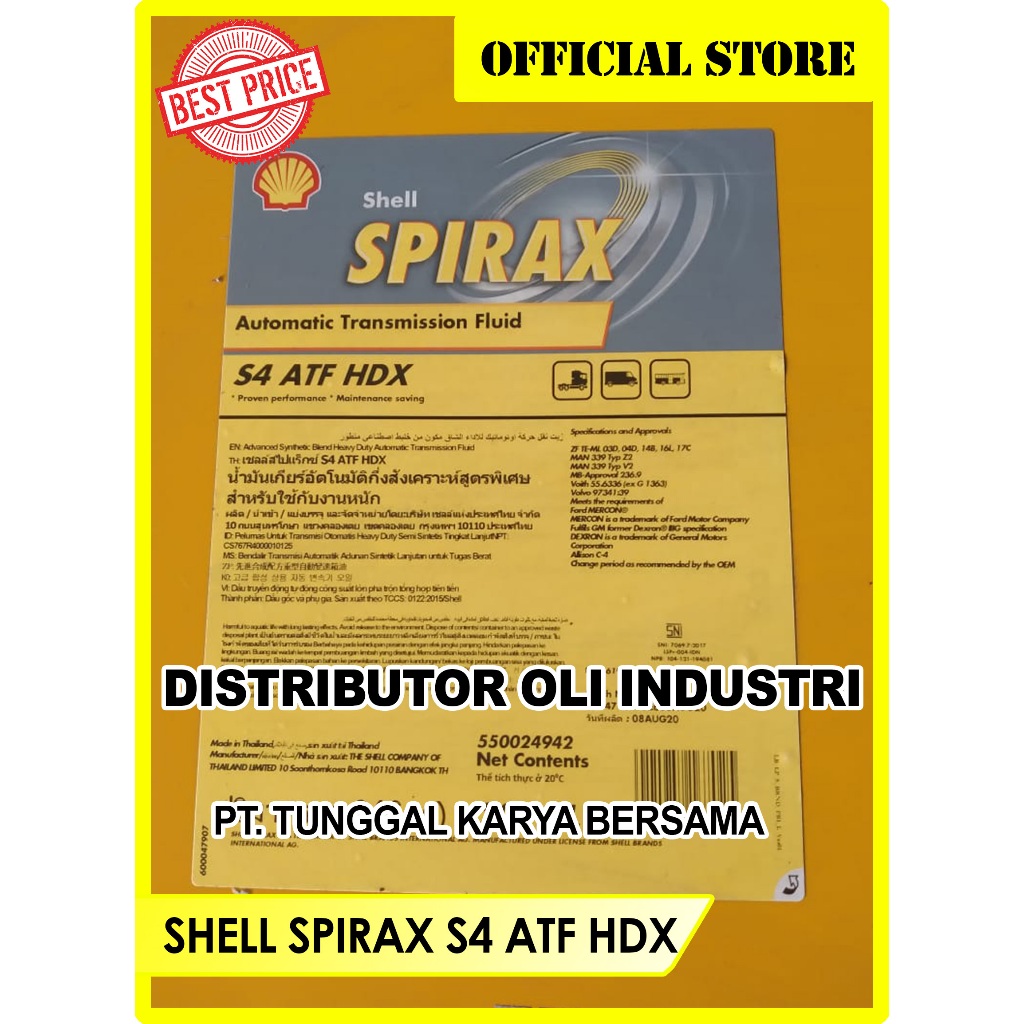 Jual Shell Spirax S4 ATF HDX ( PREMIUM OIL AUTOMATIC TRANSMISSION FLUID ...