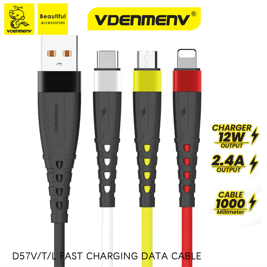 Jual VDENMENV D57V/T/L Phone Charging Data Cables 12W 2.4A 1M Fast Charging for OPPO VIVO REDMI ...