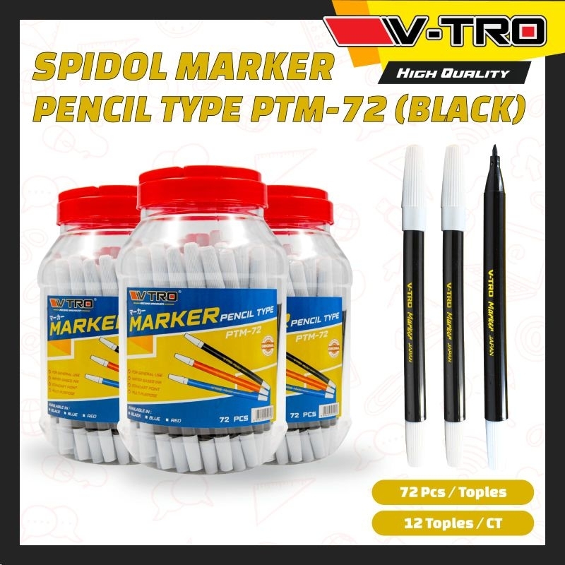 Jual Spidol Hitam 1 Toples [72 Pcs] V-Tro | Shopee Indonesia