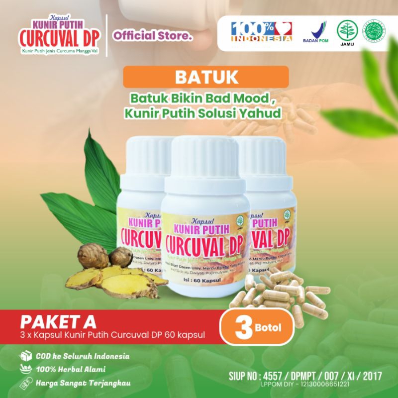 Jual Paket 3 Botol Herbal Kunir Putih Premium Alami Jamu Obat Batuk ...