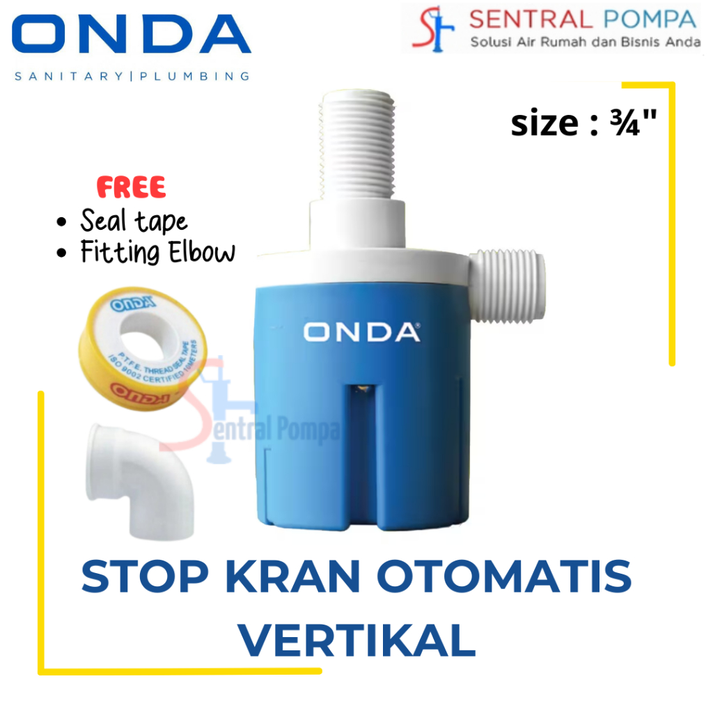 Jual Stop Kran Otomatis Vertical 3/4" ONDA Pelampung Keran Air 3/4 Inch ...