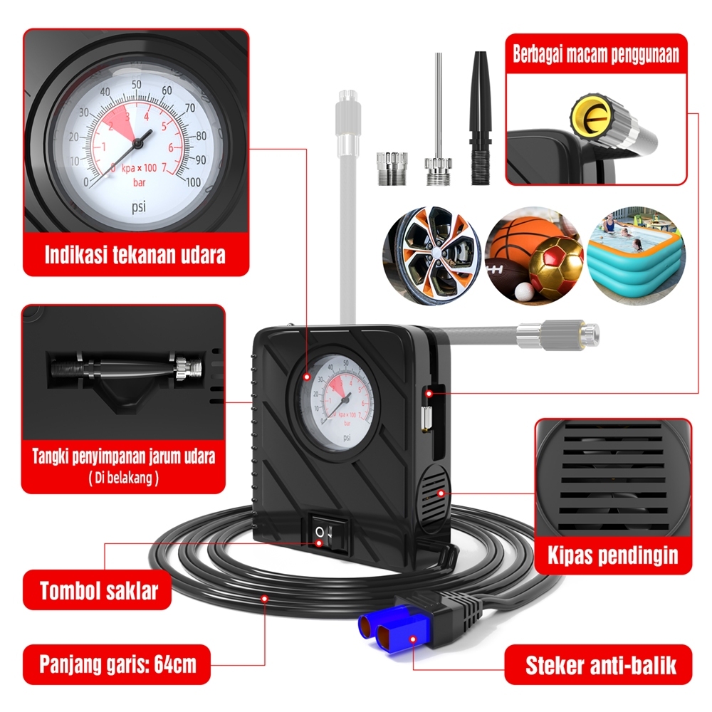 Jual Pompa Udara Mobil Portabel Mini Ban Mobil Pompa Inflator Listrik ...