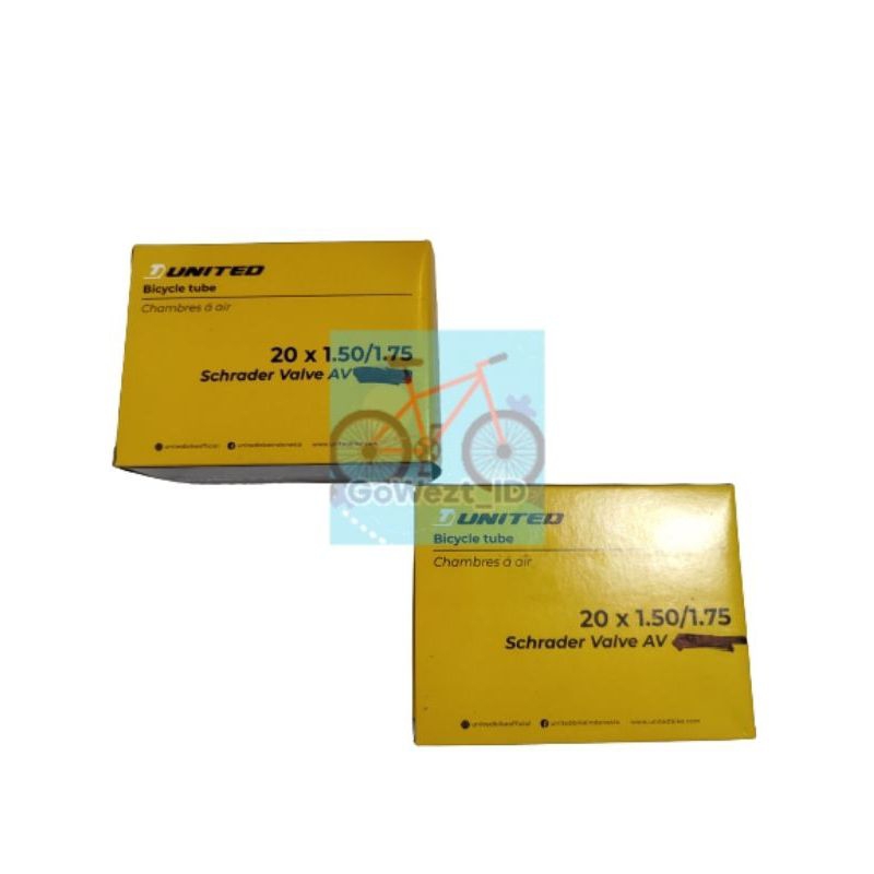 Jual ban dalam sepeda ukuran 20 x 1.50 / 1.75 ( 406) UNITED pentil Motor AV Mini Lipat | Shopee ...