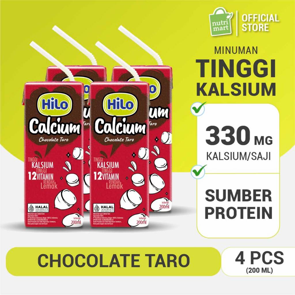 Jual 4 Pack - HiLo UHT Chocolate Taro RTD 200ml - Minuman Sumber ...