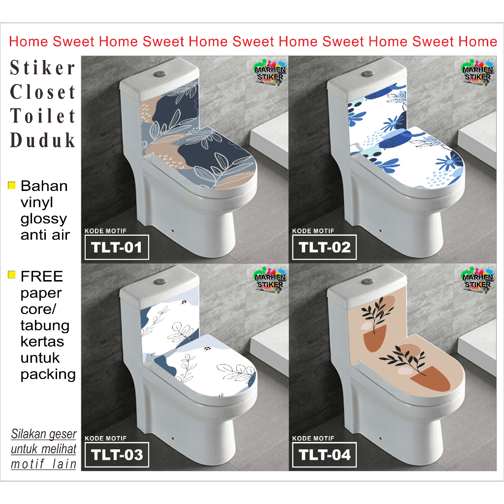 Jual Stiker Toilet/Closet Duduk Motif Monstera Bahan Vinil Glosi Anti ...