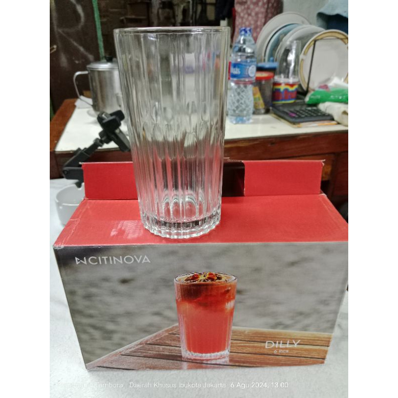 Jual PJ209 gelas kaca air juice es teh dilly 410ml 6pcs | Shopee Indonesia