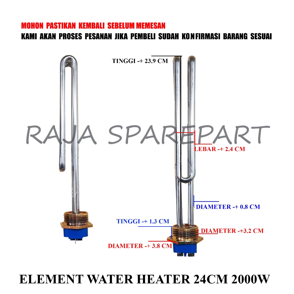 Jual EW24 ELEMENT PEMANAS AIR / ELEMEN / ELEMENT WATER HEATER 24CM ...