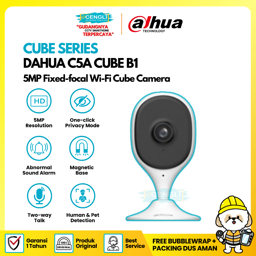 Jual IPCam Dahua Cube B1 5MP DH-C5A Indoor Fixed-focal Wi-Fi Cube ...