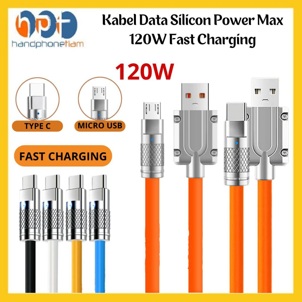 Jual HANDPHONETIAM Kabel Data Silicon TYPE C MICRO USB Power Max 120W ...