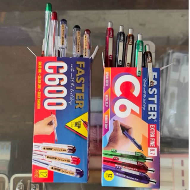 Jual ( 12 pcs ) Pulpen / Bolpoin / Pen Cabut ORIGINAL Faster C600 / Pen ...