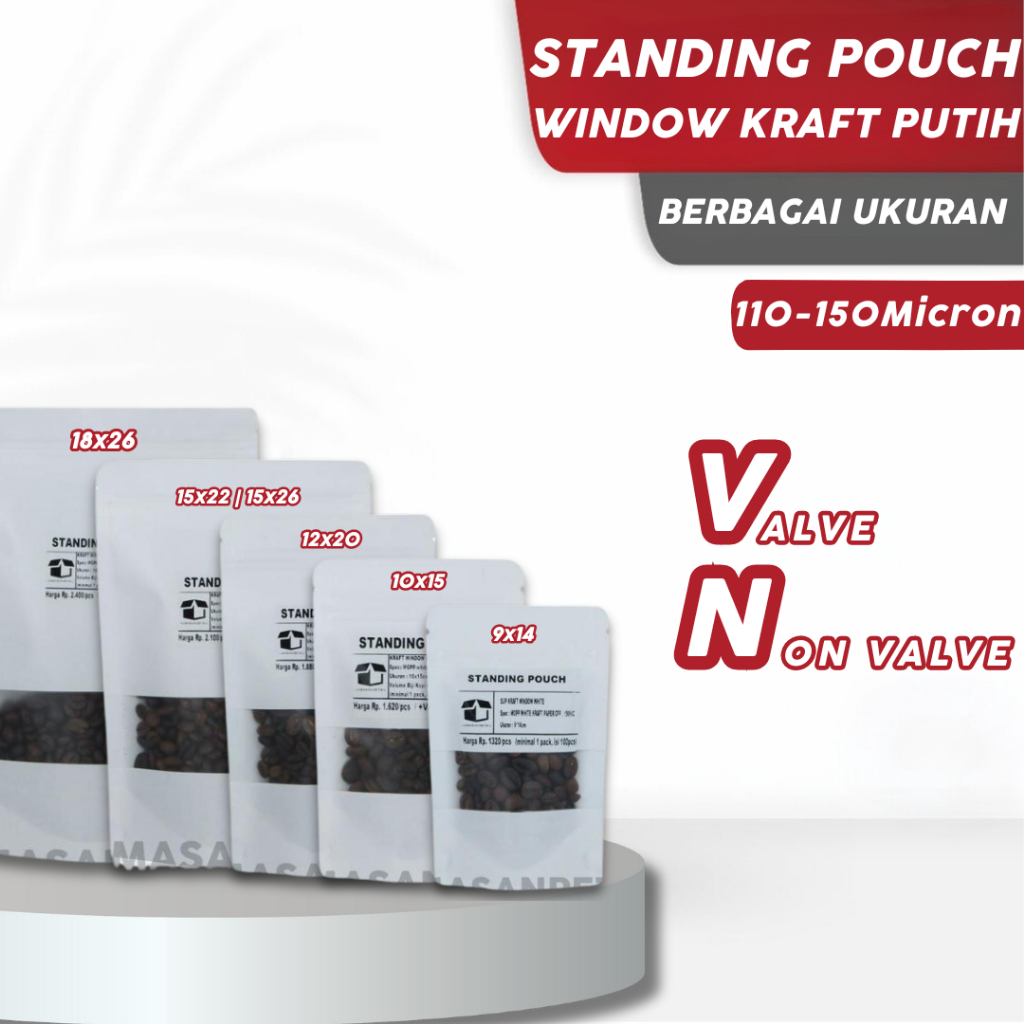Jual Standing Pouch Kraft Window Putih | Zipper | Kemasan Premium ...