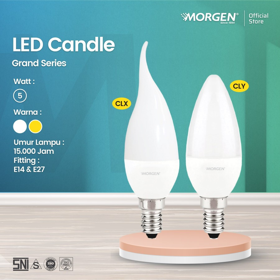 Jual Morgen LED Candle CLX/CLY 5W 3000K - CLX E14, Putih | Shopee Indonesia