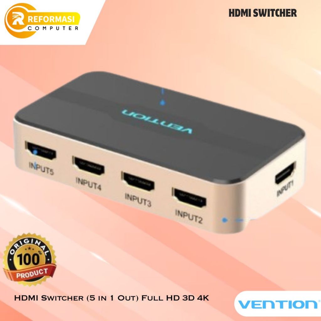 Jual HDMI Switcher Vention ACDG0 (5 in 1 Out) Full HD 3D 4K - ACD ...