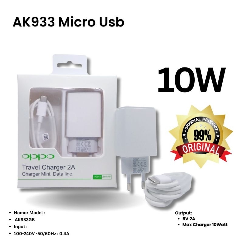 Jual Travel Charger USB OPPO AK933 / TYPE-C/ TYPE MICRO WHTE 99% Plus ...