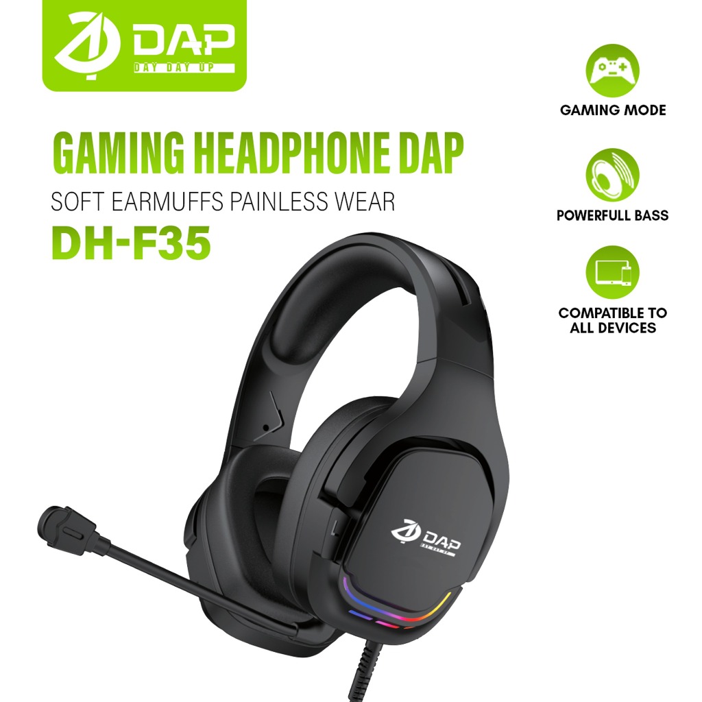 Jual DAP DH-F35 Headphone Gaming Mobile USB & Jack 3.5mm LED 200cm ...