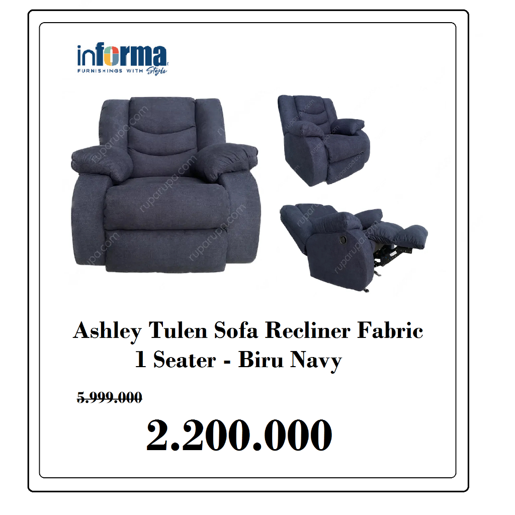 Jual INFORMA Ashley Tulen Sofa Recliner Fabric 1 Seater - Biru Navy ...