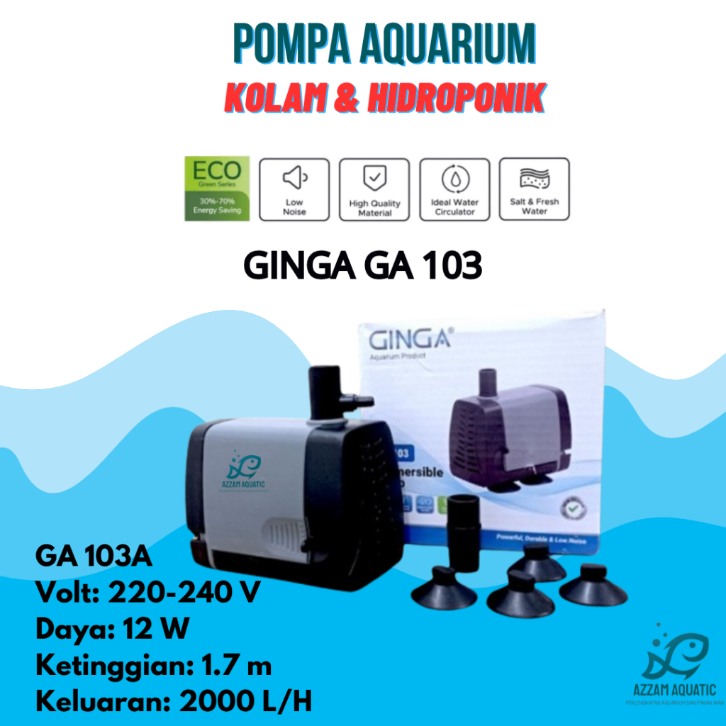Jual POMPA AQUARIUM CELUP WATER PUMP GINGA GA 103 GA-103 LOW WATT | Shopee Indonesia