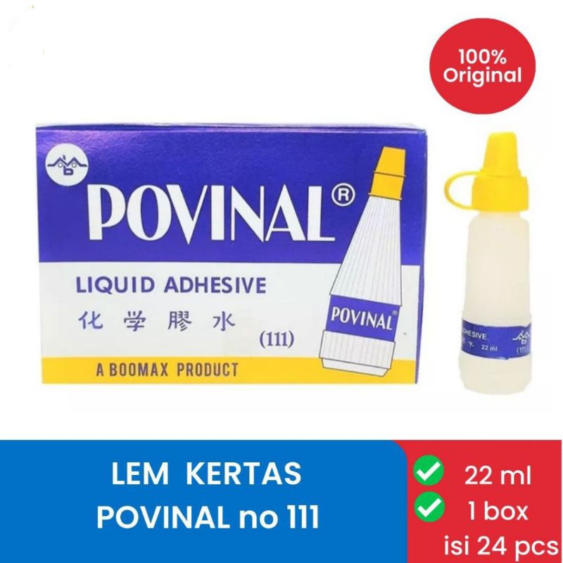 Jual LEM POVINAL 111 / LEM CAIR POVINAL KECIL 22ML UNTUK BAHAN SLIME ...