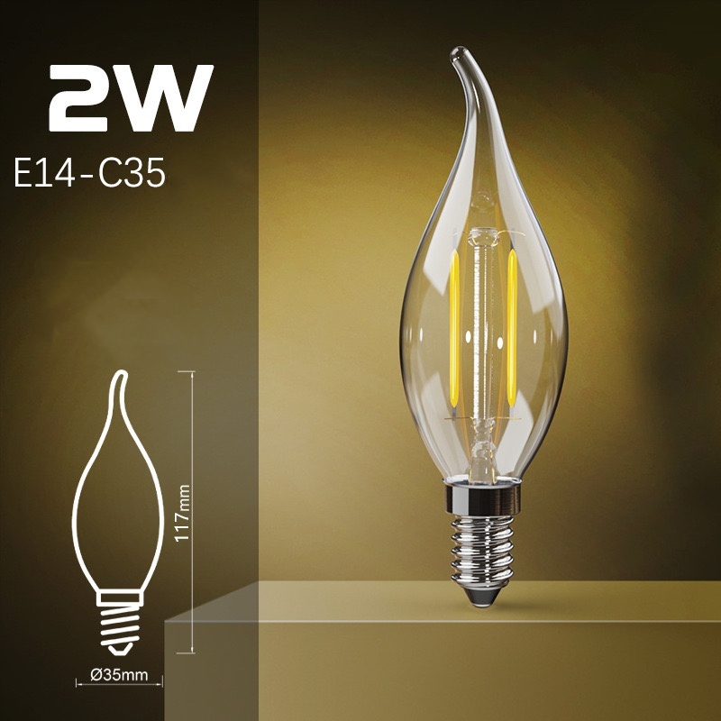 Jual Lampu Led Filament Filamen C35 2W 4W Fiting E14 / E27 Lampu hias ...