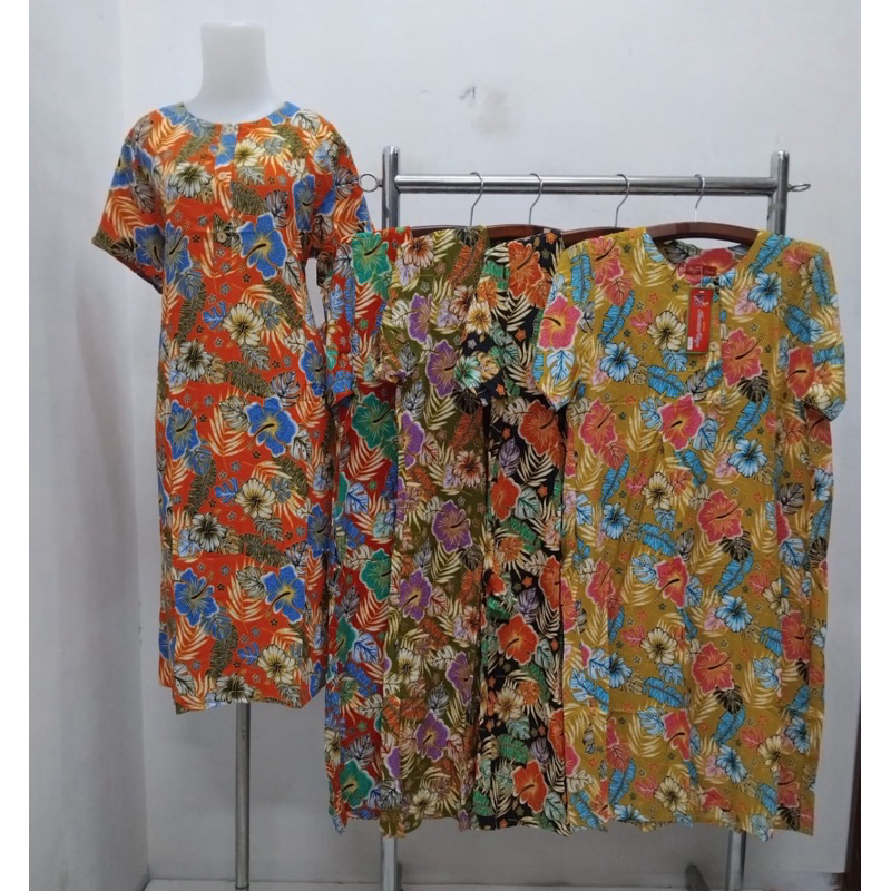 Jual Batik Kencana Ungu Asli Label Merah 04 Daster Pendek Motif Bunga ...