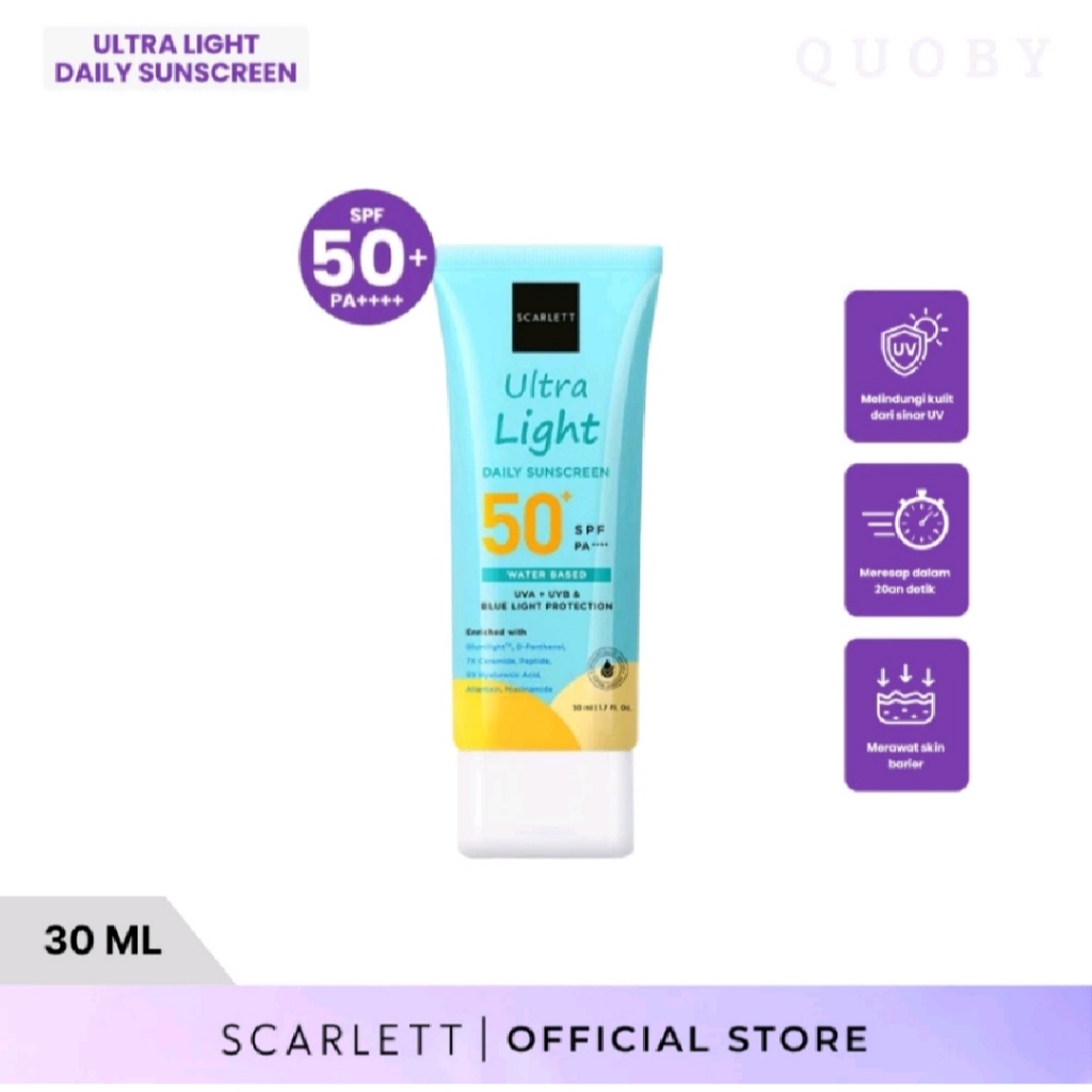 Jual [PROMO] SCARLETT Ultra Light Daily Sunscreen Whitening SPF 50+ PA ...