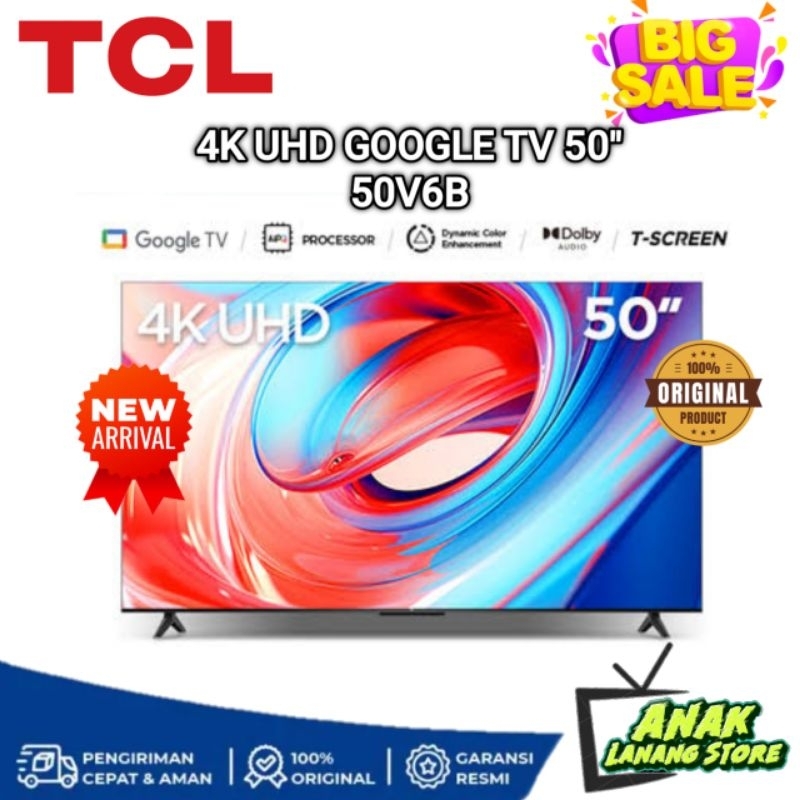 Jual LED TV TCL 50 INCH 50V6B 4K UHD SMART GOOGLE TV GARANSI RESMI ...