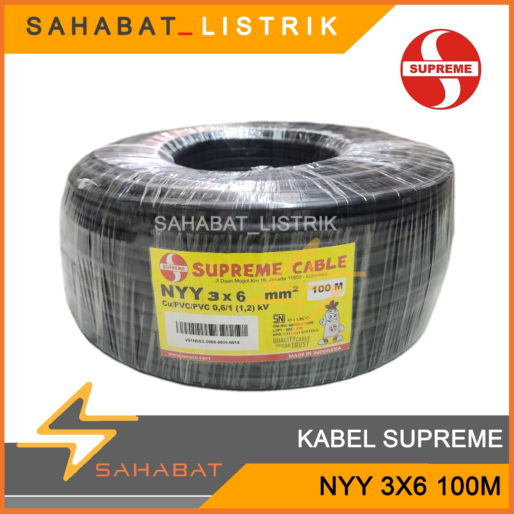 Jual KABEL SUPREME NYY 3X6 100M/ KABEL TUFUR 3X6 100M HITAM | Shopee Indonesia