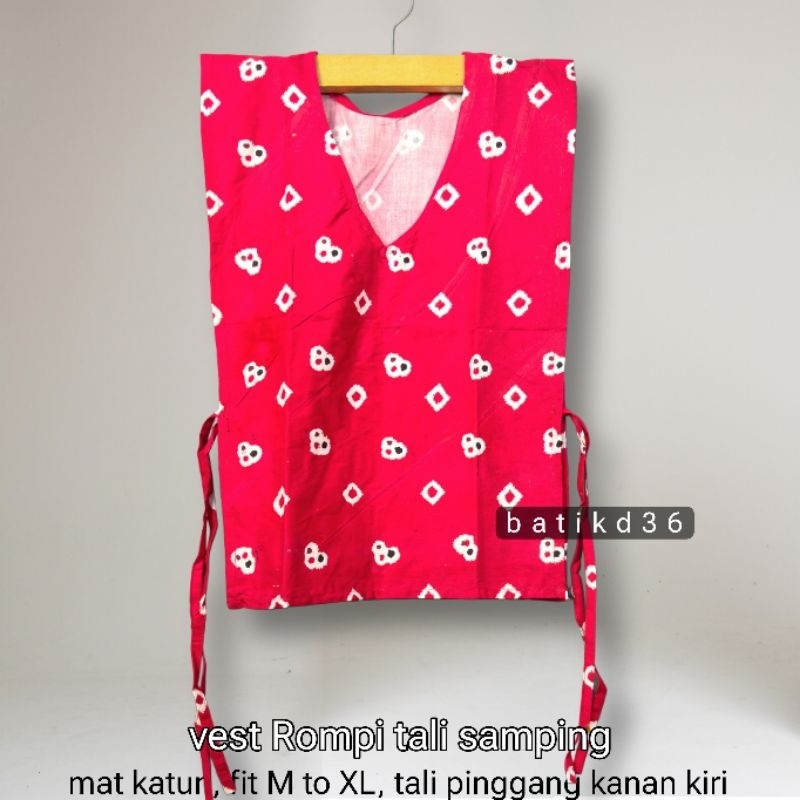 Jual Rompi Vest terbaru motif batik tali samping bahan katun adem ...