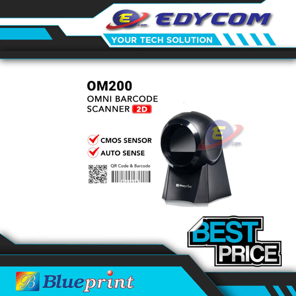 Jual Omni Barcode Scanner OM200 BLUEPRINT 2D Auto Scan, QR code ...