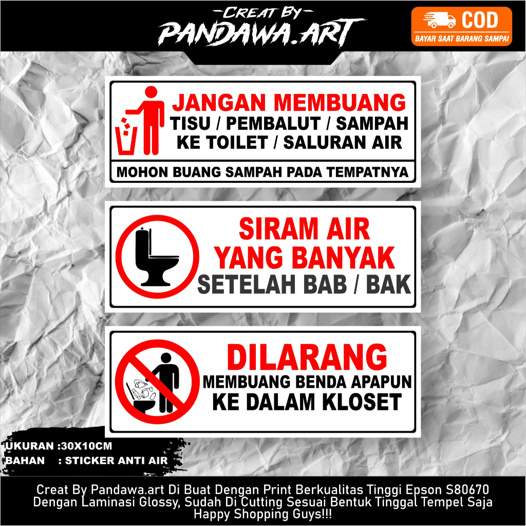 Jual Sticker Dilarang Membuang Sampah Di Toilet Stiker Kebersihan ... Jual Sticker Dilarang Membuang Sampah Di Toilet Stiker Kebersihan ...