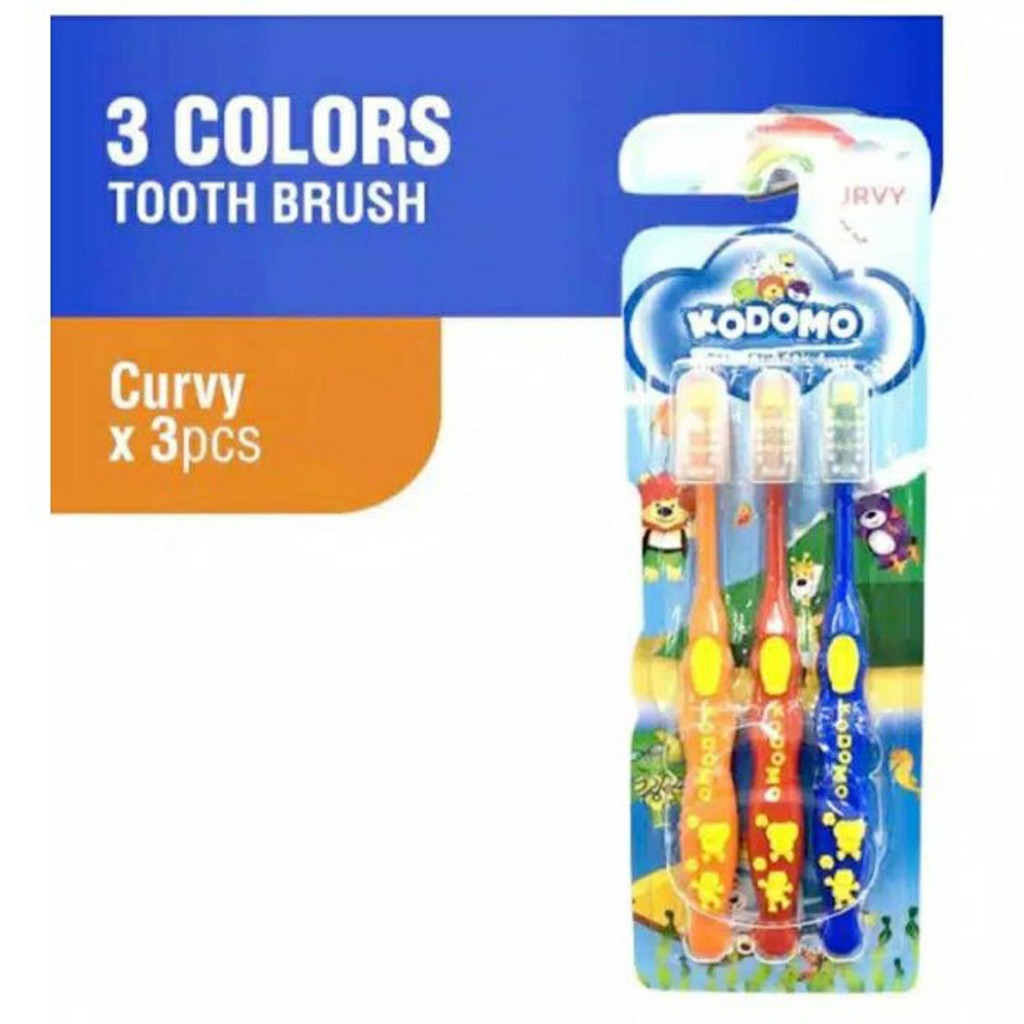 Jual Kodomo Kids Sikat Gigi Curvy Isi 3 - Kodomo Sikat Gigi Curvy 3 Pcs | Shopee Indonesia