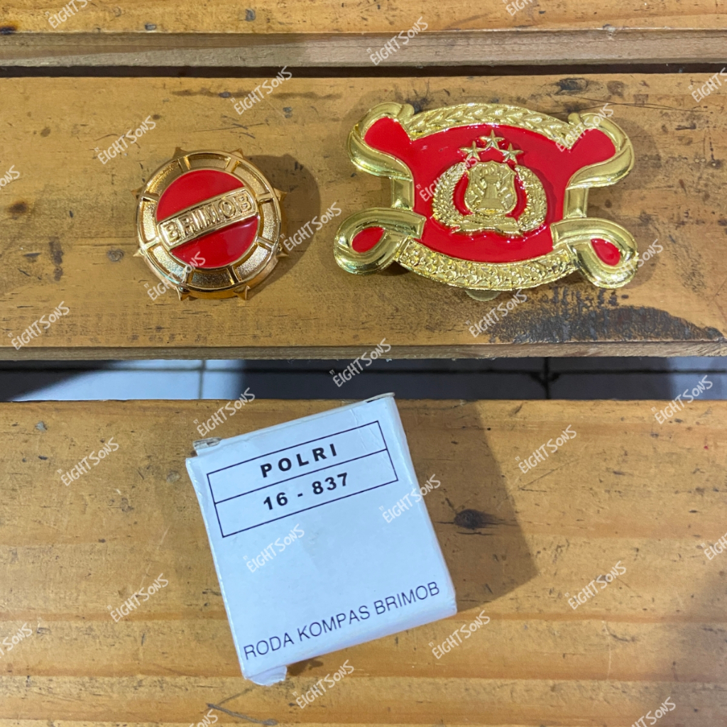Jual Emblem Baret BRIMOB Jatah Polri Polisi Brevet Brivet RODA KOMPAS ...