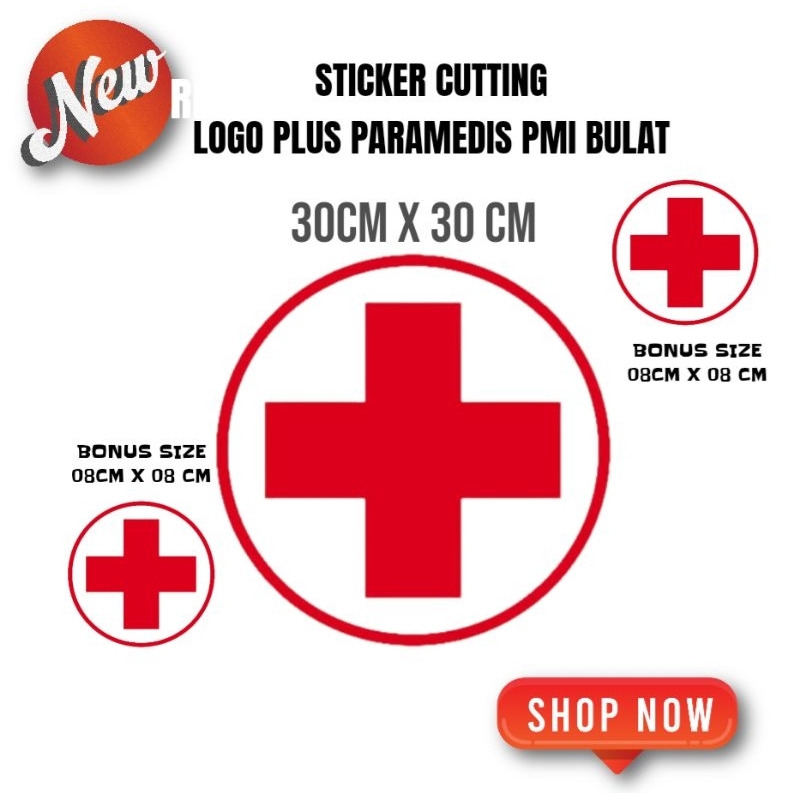 Jual Sticker Logo Plus Palang Merah ukuran 30 x 30 Cm bulat buat kap ...