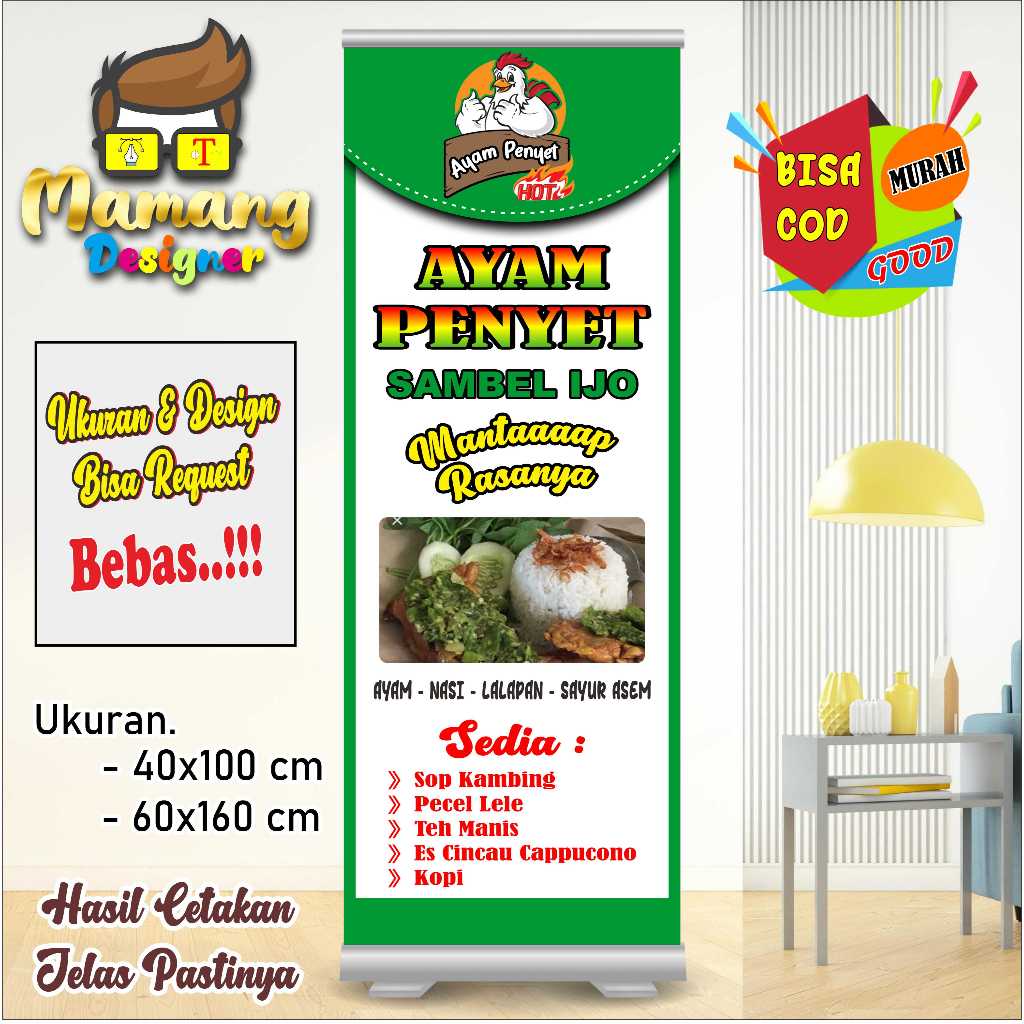 Jual Banner Spanduk Backdroop Ayam Penyet Sambal Ijo Design Keren bb ...