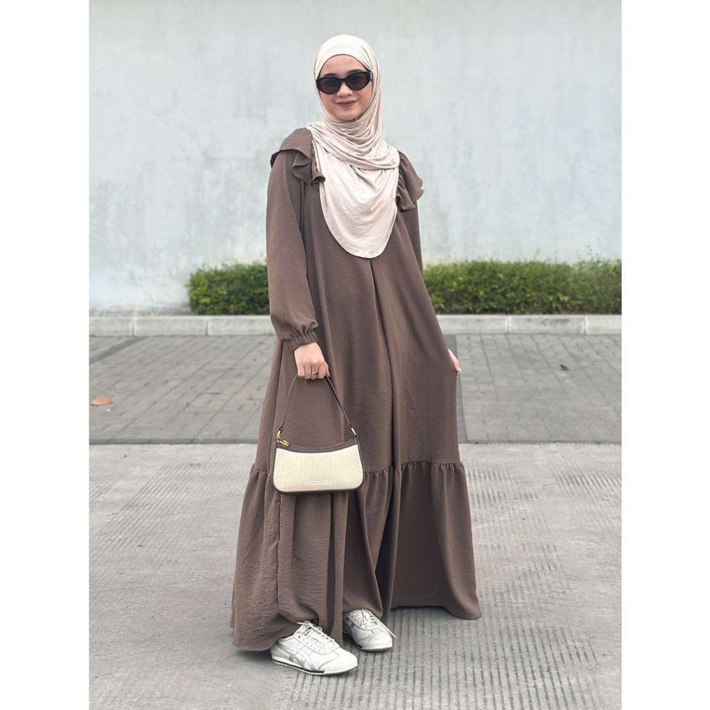 Jual Aluna Dress Gamis Daily Abaya Muslim bahan Crinkle Gamis Busui ...