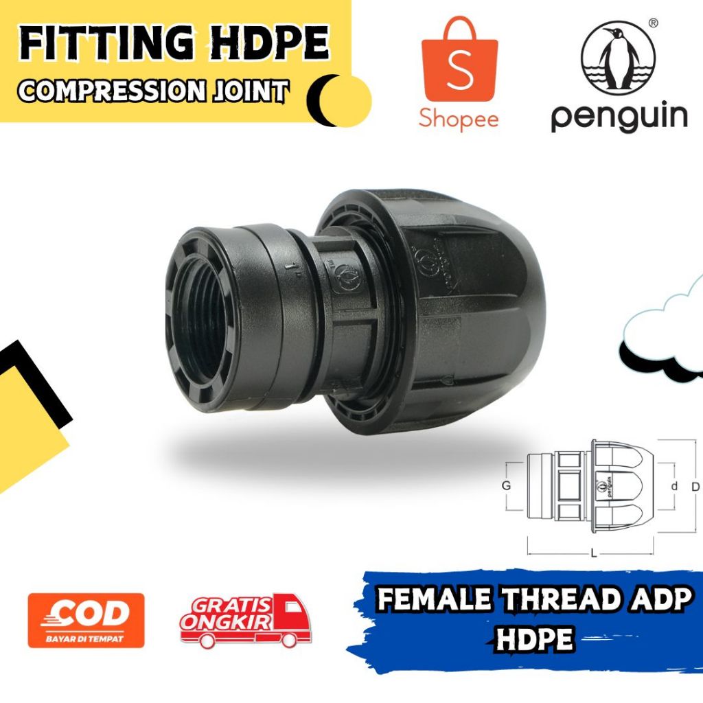 Jual Fitting Pipa HDPE female thread joint , Sambungan Sock drat dalam ...