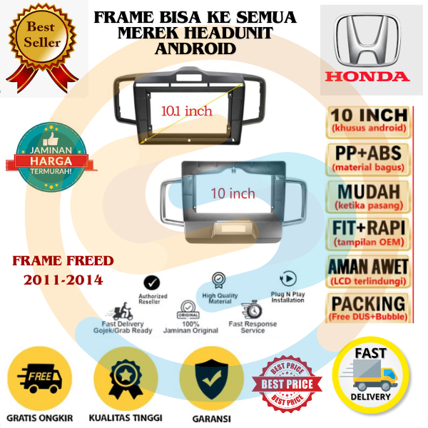 Jual Frame Head unit android 10 inch Honda Freed 2011 - 2014 Hazard ...
