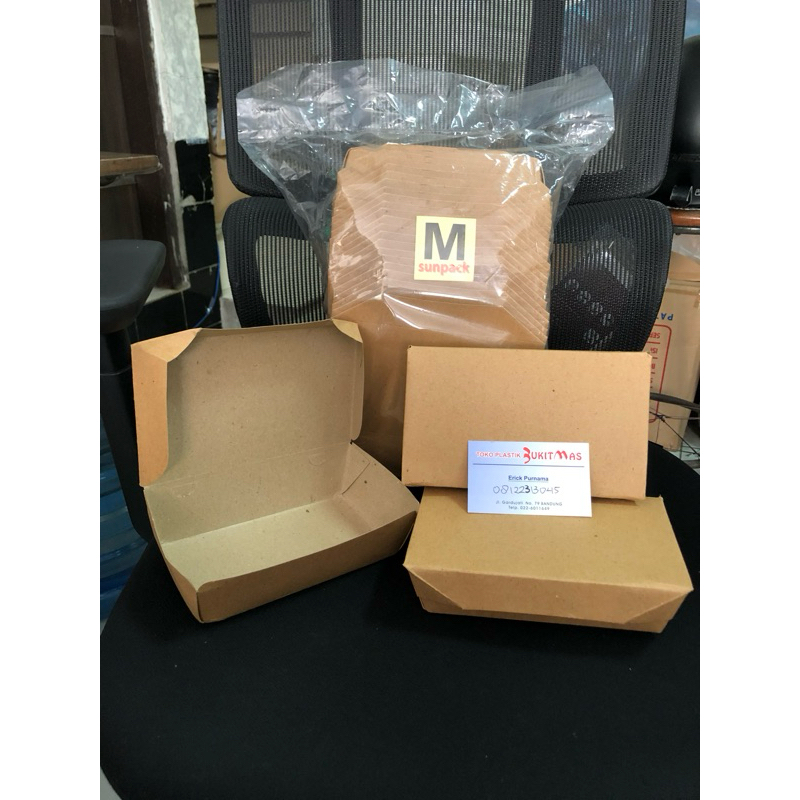 Jual paper lunch box m kraft coklat paper lunch box M craft box nasi ...