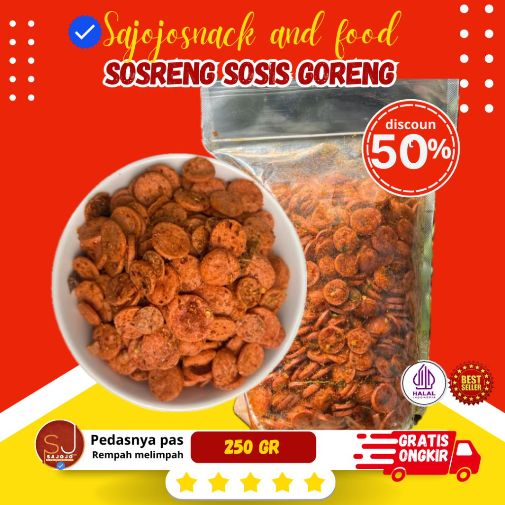 Jual 250gr sosreng sosis goreng extra pedas daun jeruk rajangemil wajib ...