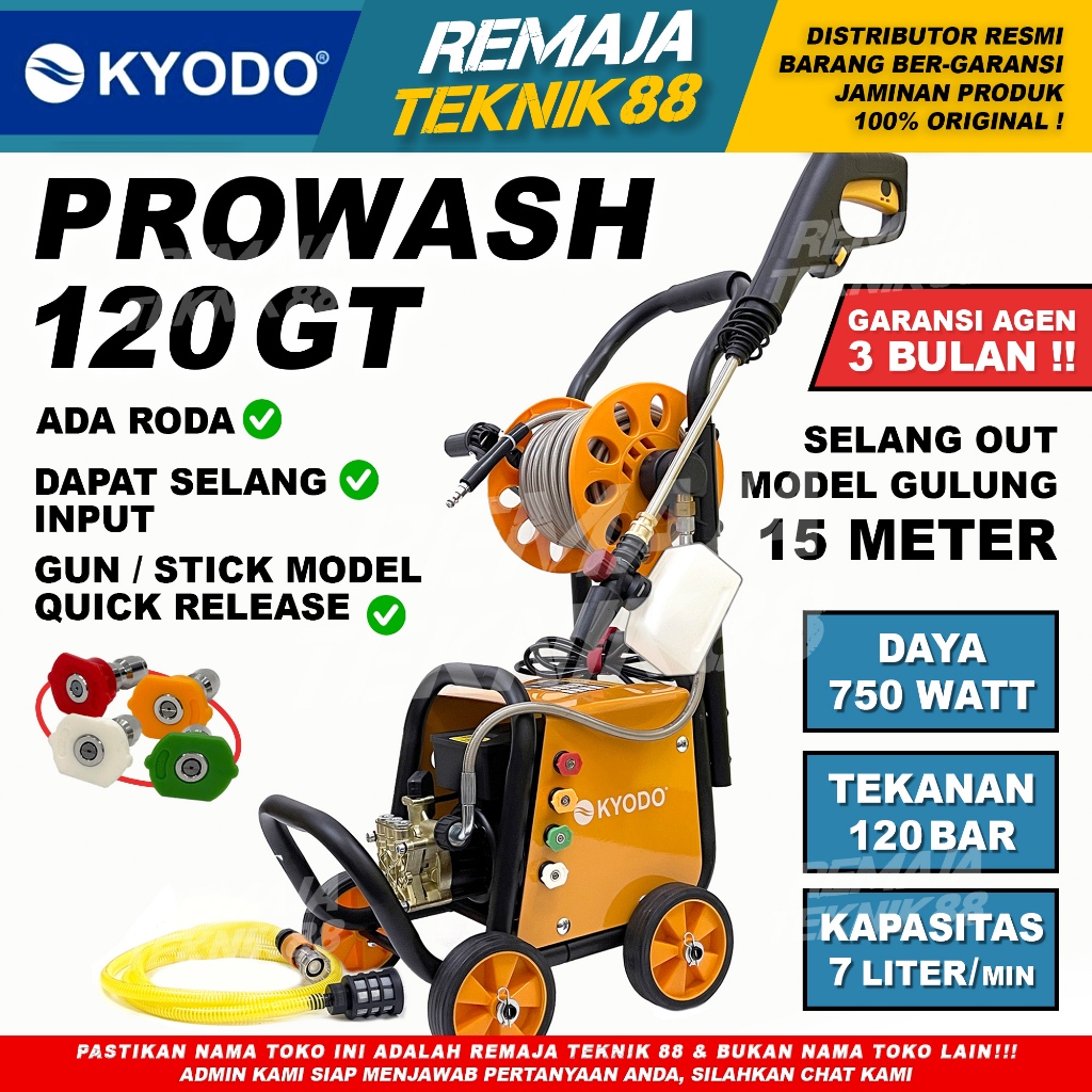Jual ALAT STEAM MOTOR MOBIL KYODO PROWASH 120 GT 120GT JET CLEANER ...