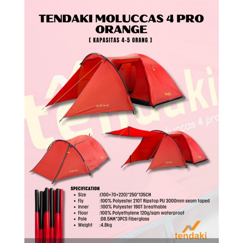 Jual Tendaki Tenda Moluccas 4 pro tenda camping doble layer kapasitas 4 ...