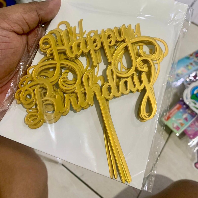 Jual Cake Topper Akrilik Happy Birthday Besar Ulang Tahun Hiasan Kue ...