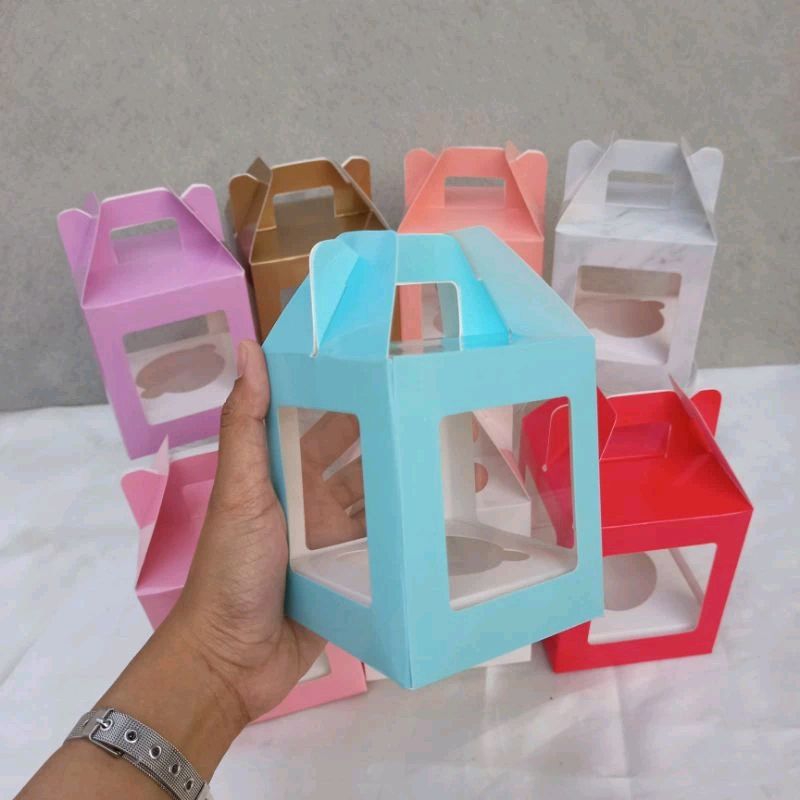Jual BOX CUPCAKE SATUAN POLOS / POLKADOT DENGAN LAMINASI DUS CUPCAKE ...