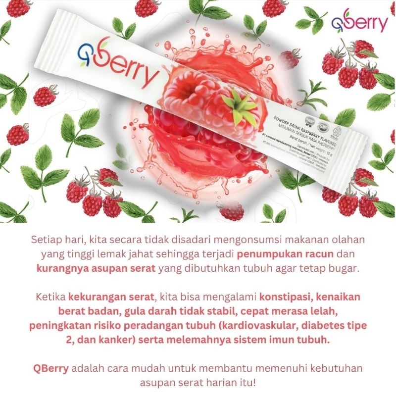 Jual QBerry SACHET minuman nutrisi serat (Diet, tampil sehat & bugar, mengatasi konstipasi dan ...