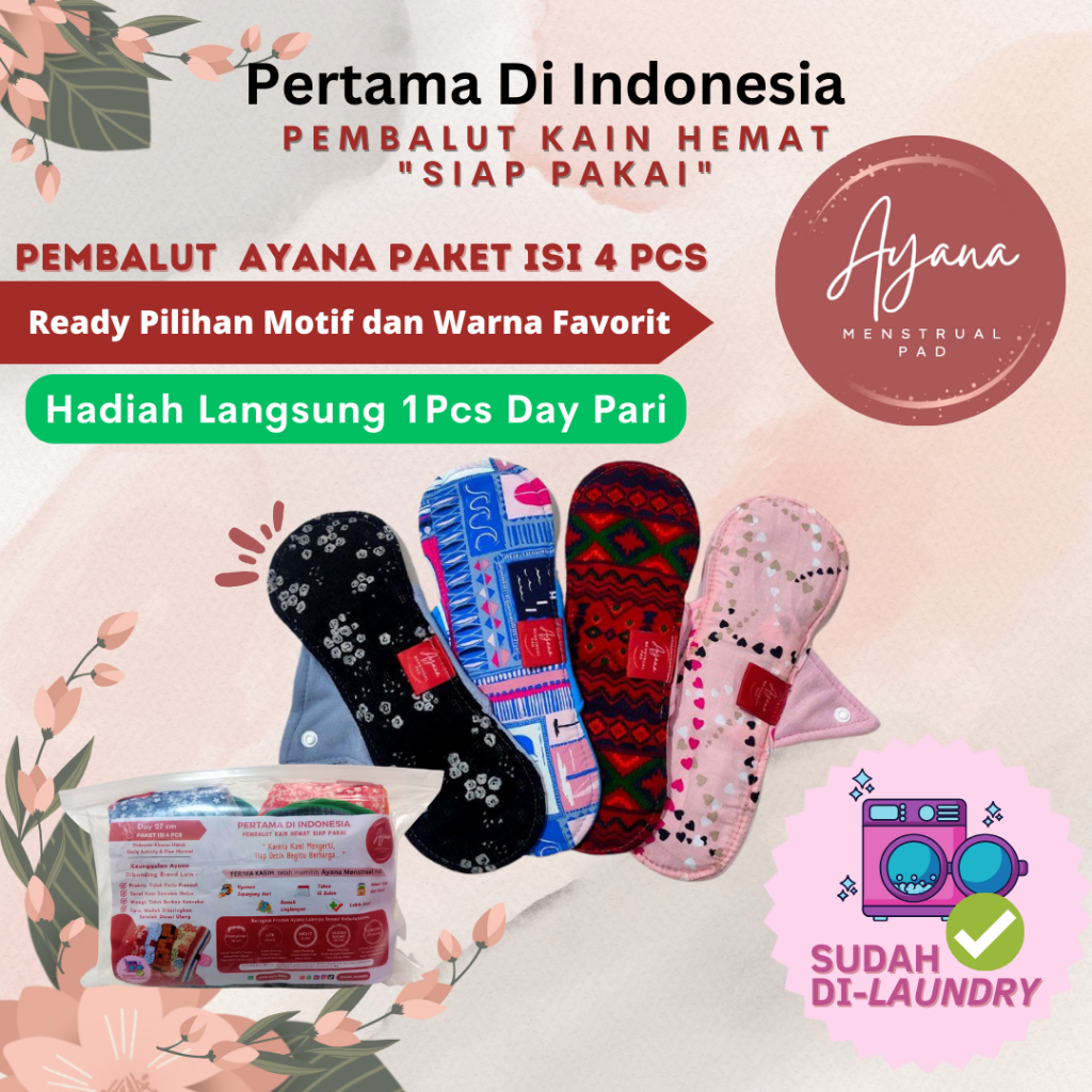 Jual AYANA MENSTRUAL PAD PEMBALUT KAIN CUCI ULANG PAKET REGULER ...
